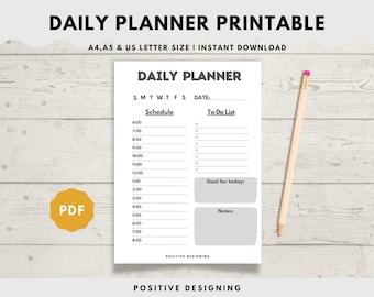 Minimalist Daily Planner Printable, Daily to Do List for Work/home ...