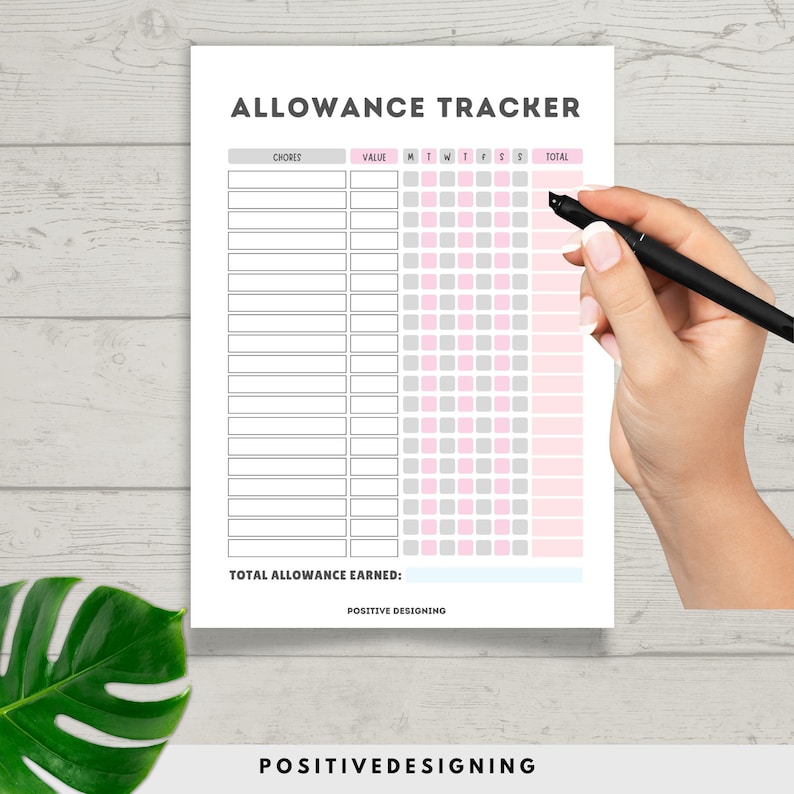Allowance Chart | Allowance Tracker | Chore Chart for Kids | Kids ...