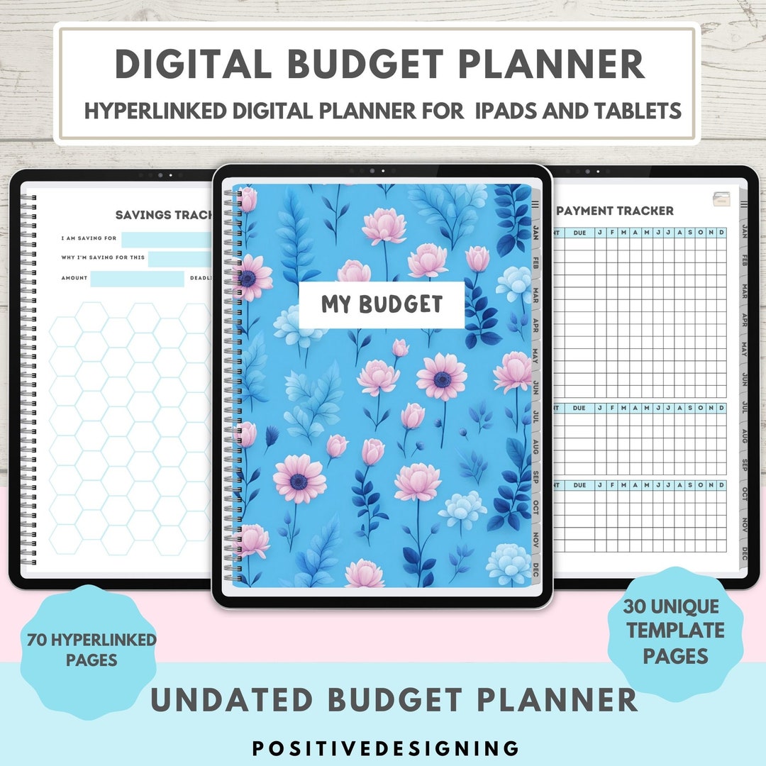 Money Planner - Digital Budget Planner - Savings Planner - Blue Budget ...