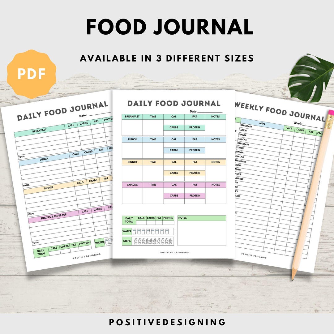 Food Journal - Daily Meal Planner - Calorie Tracker - Nutrition Log ...