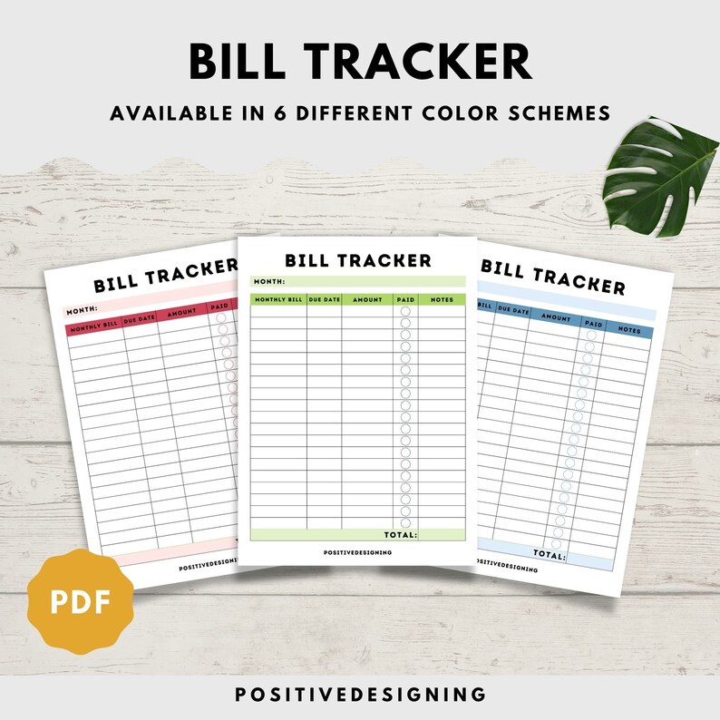 Monthly Bill Tracker Printable | Bill Payment Tracker | Bill Pay ...