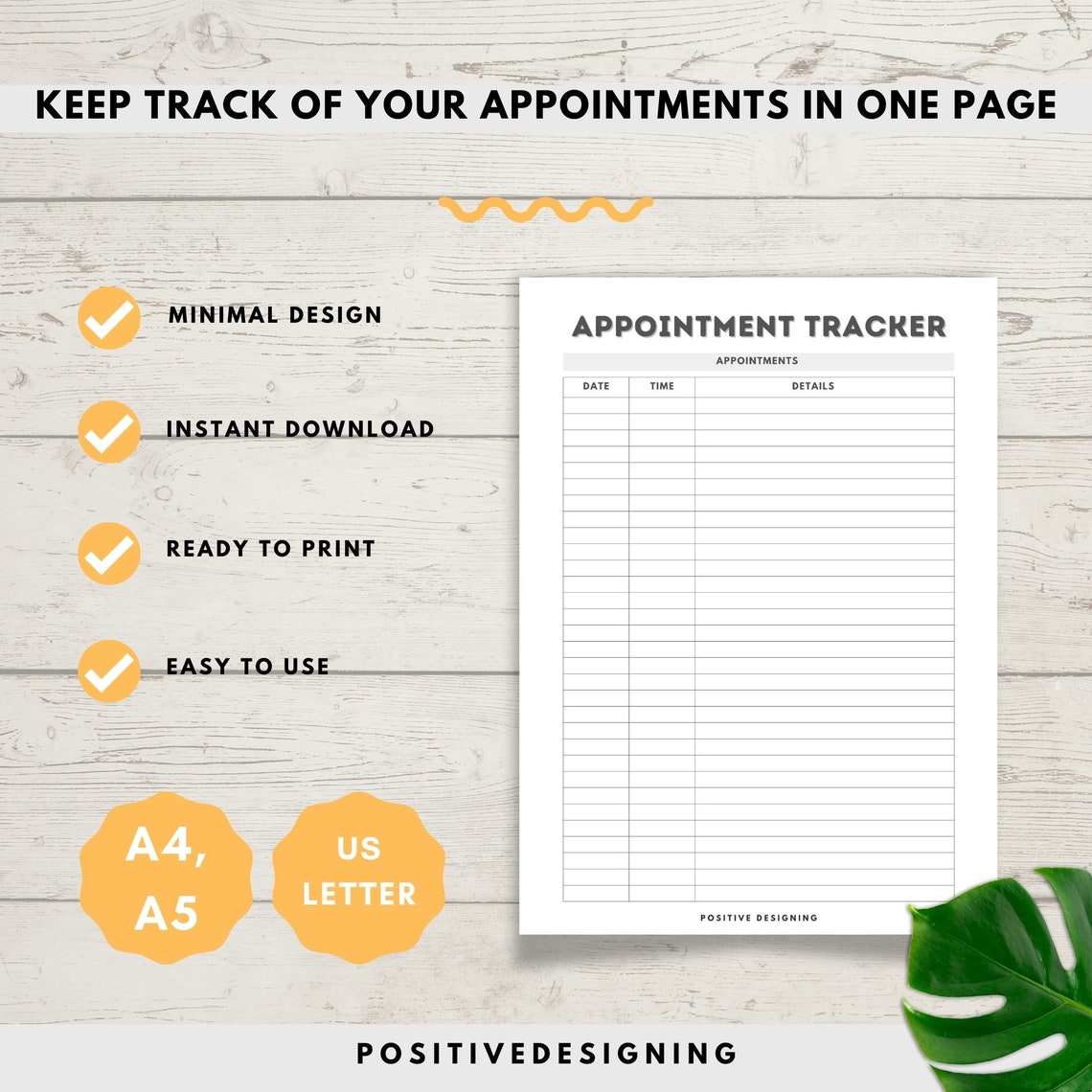 Minimalist Appointment Tracker Printable, Appointment Reminder, Meeting ...