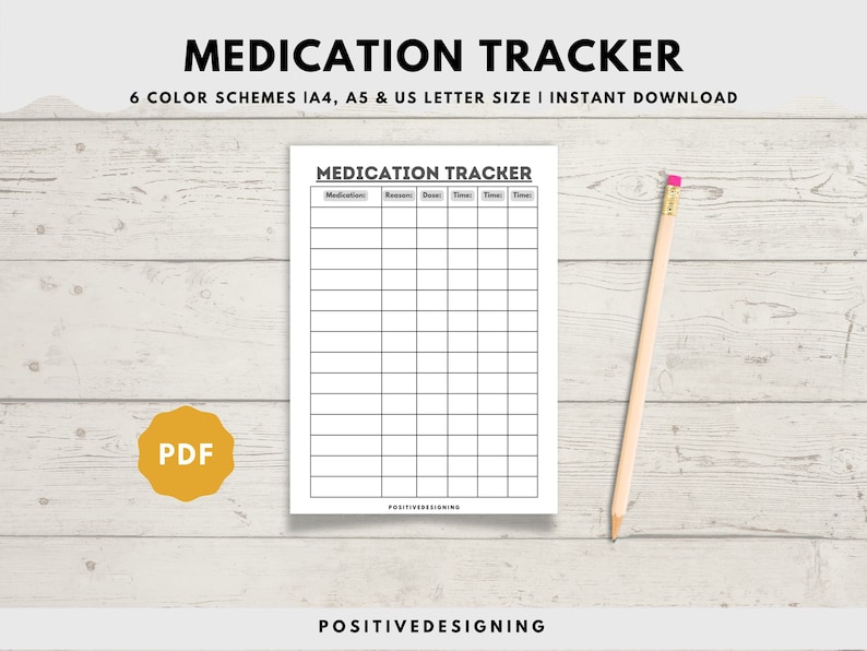 Daily Medication Tracker, Printable Medication Log, Daily Medication ...