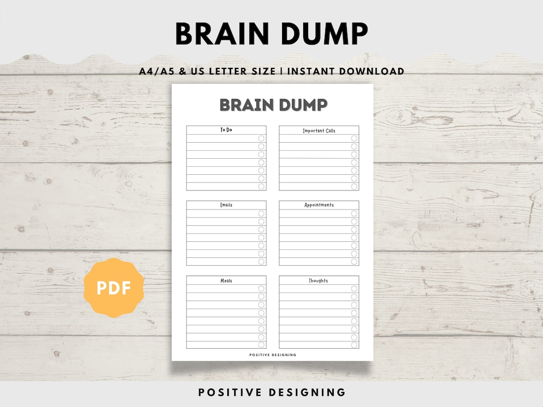 Brain Dump Printable, Thought Organizer, ADHD Brain Dump, Thought ...