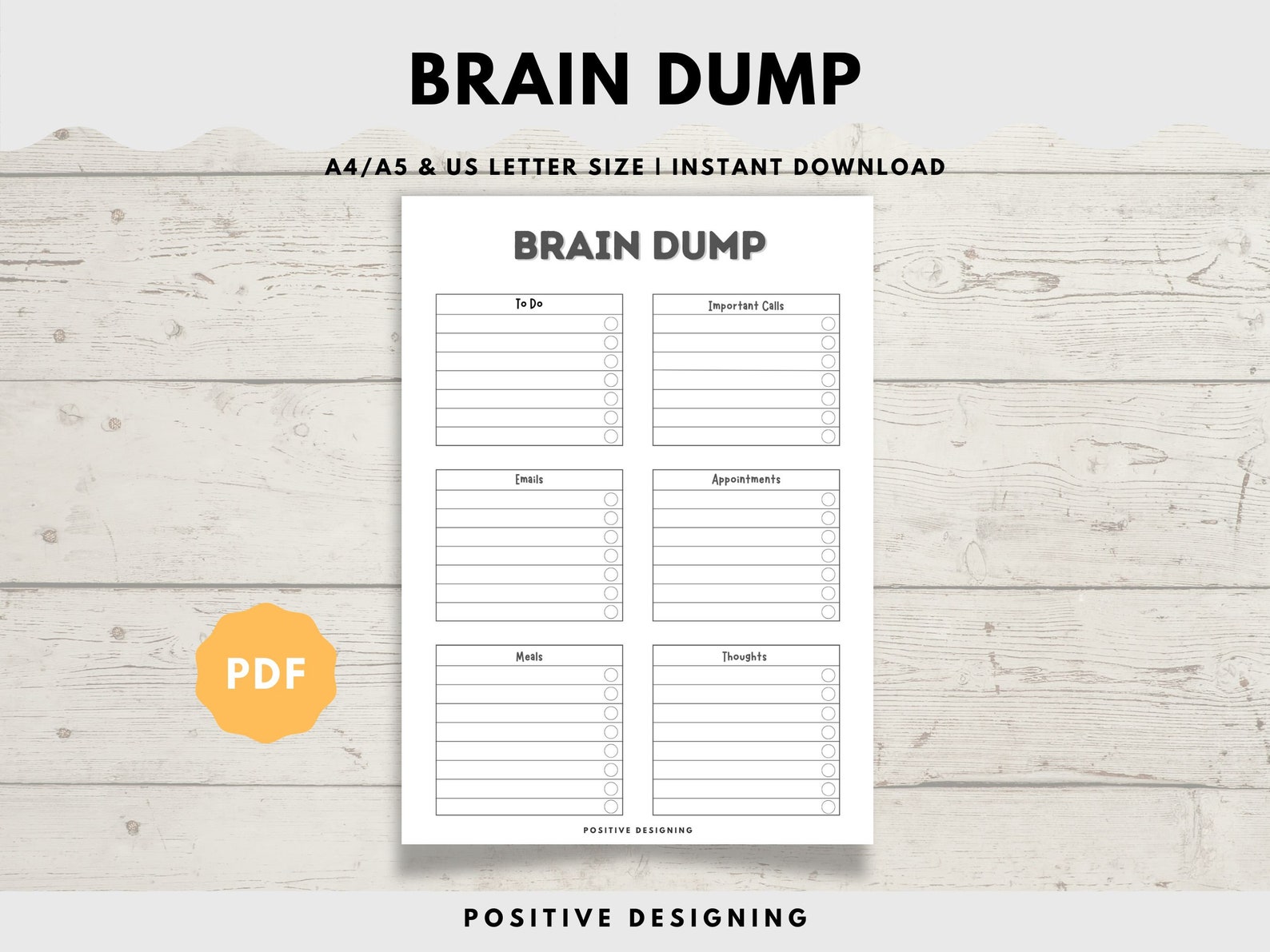 Brain Dump Printable, Thought Organizer, ADHD Brain Dump, Thought ...