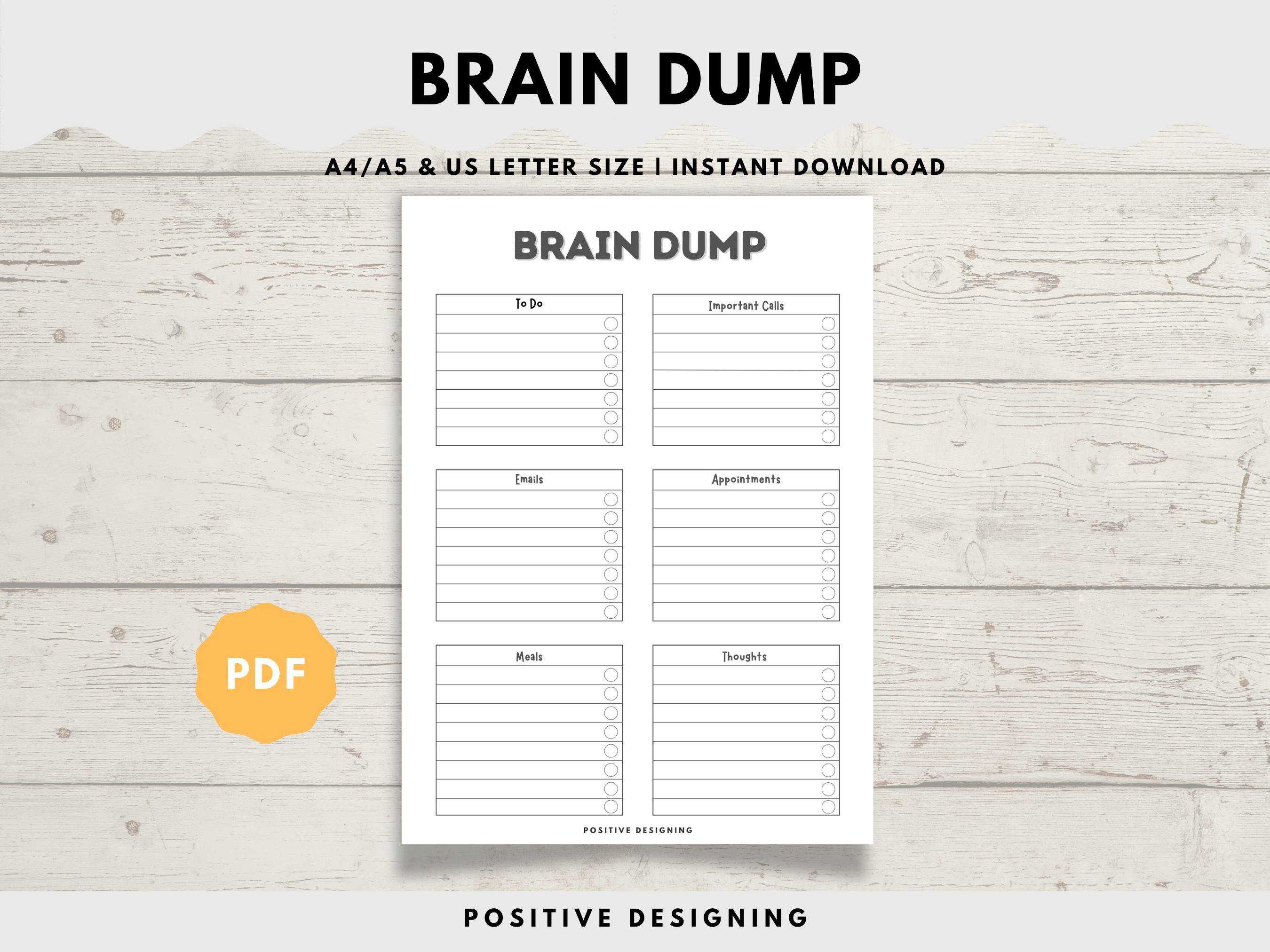 Brain Dump Printable, Thought Organizer, ADHD Brain Dump, Thought ...