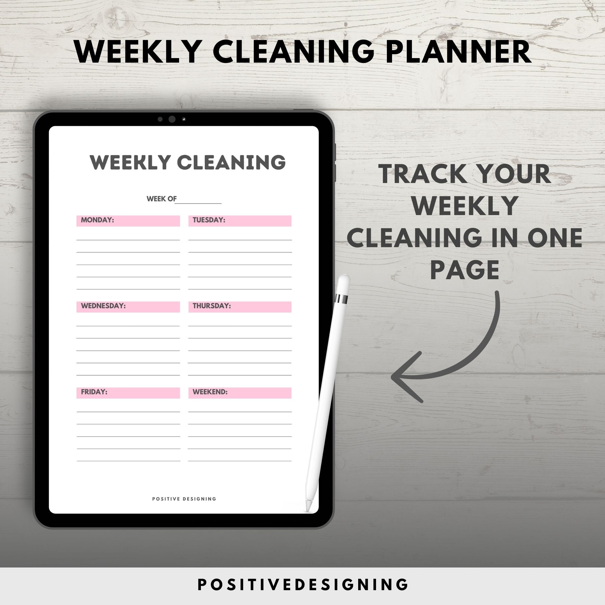 Digital Planner, Weekly Cleaning, Digital Cleaning Template, Cleaning ...