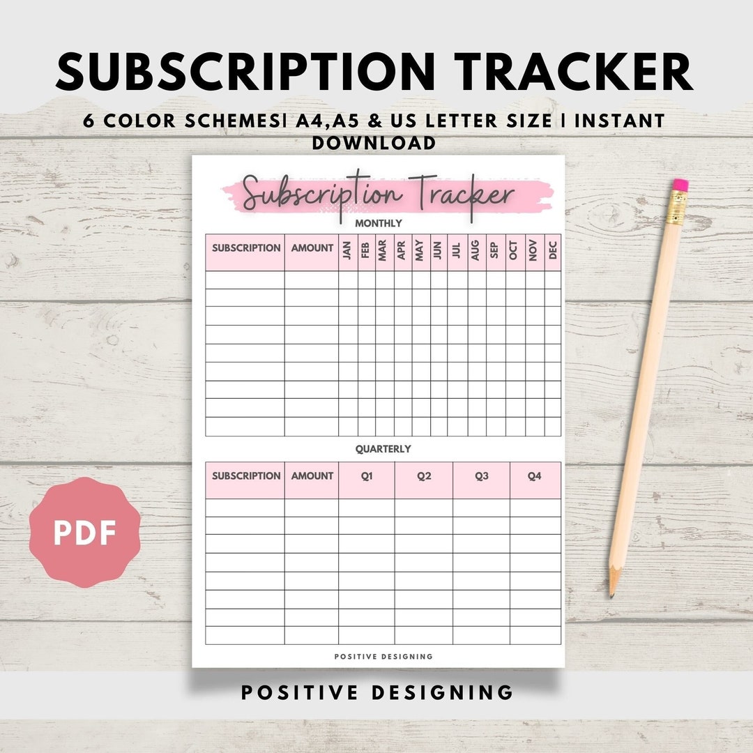 Subscription Tracker Printable Membership Checklist Expense - Etsy