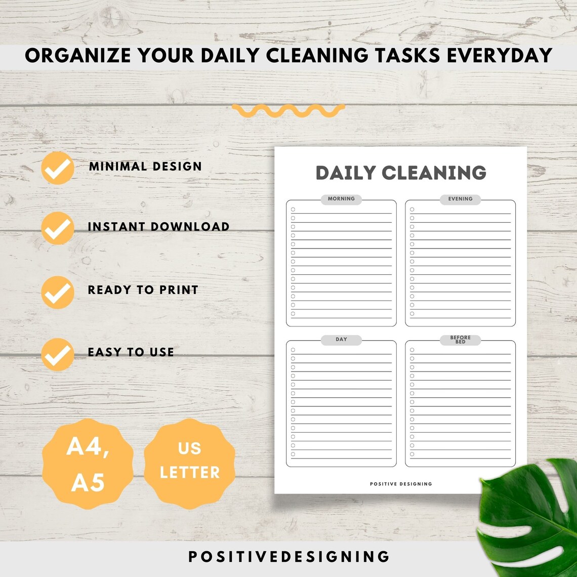 Printable Daily Cleaning Checklist, Declutter Tracker, Cleaner Planner ...