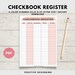 Printable Checkbook Register, Check Book Balance Log, Account Ledger ...