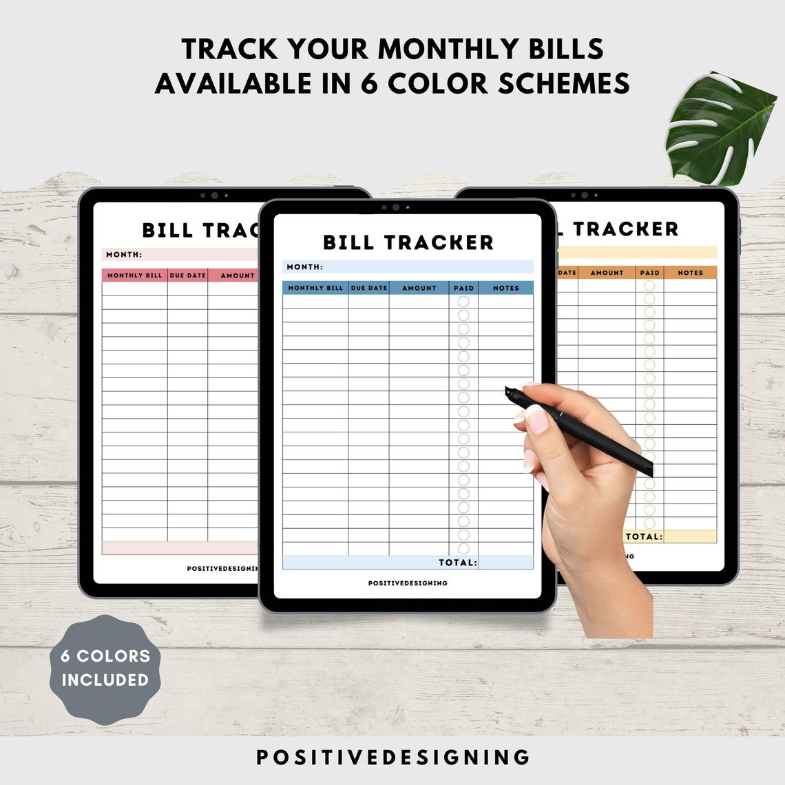 Monthly Bill Tracker, Monthly Bill Log, Digital Planner, Bill Planner ...