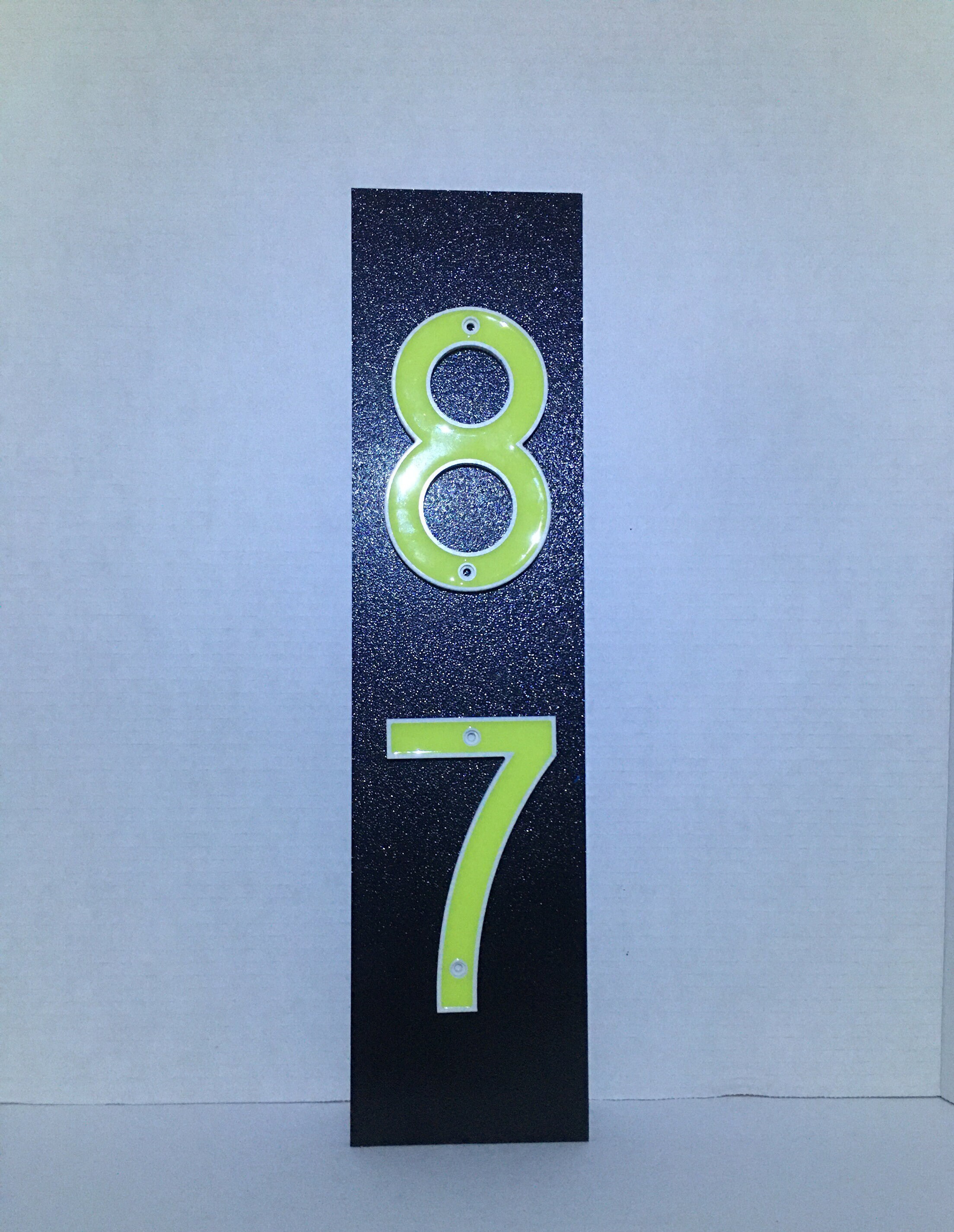 CUSTOM MADE 2 Glow in the Dark House Address Numbers With Black Plaque ...