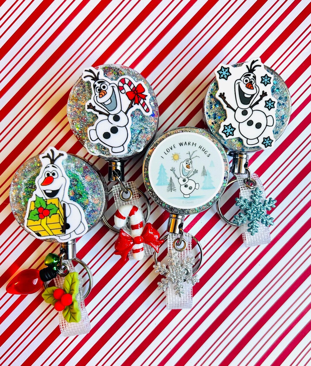 Christmas Olaf • Frozen • Elsa • Anna • Inspired • Nurse Badge Reel ...