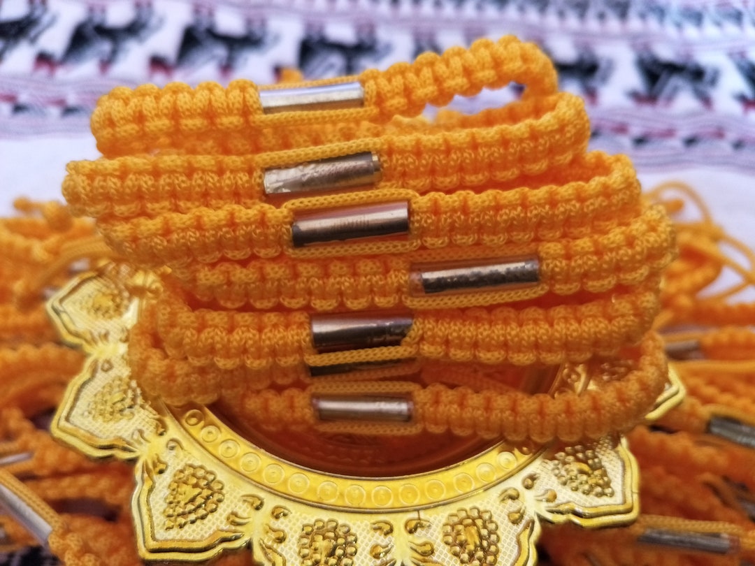 10 Pcs SAI SIN & Takut Bracelet Buddha Orange Cord Thai Amulet Rich ...