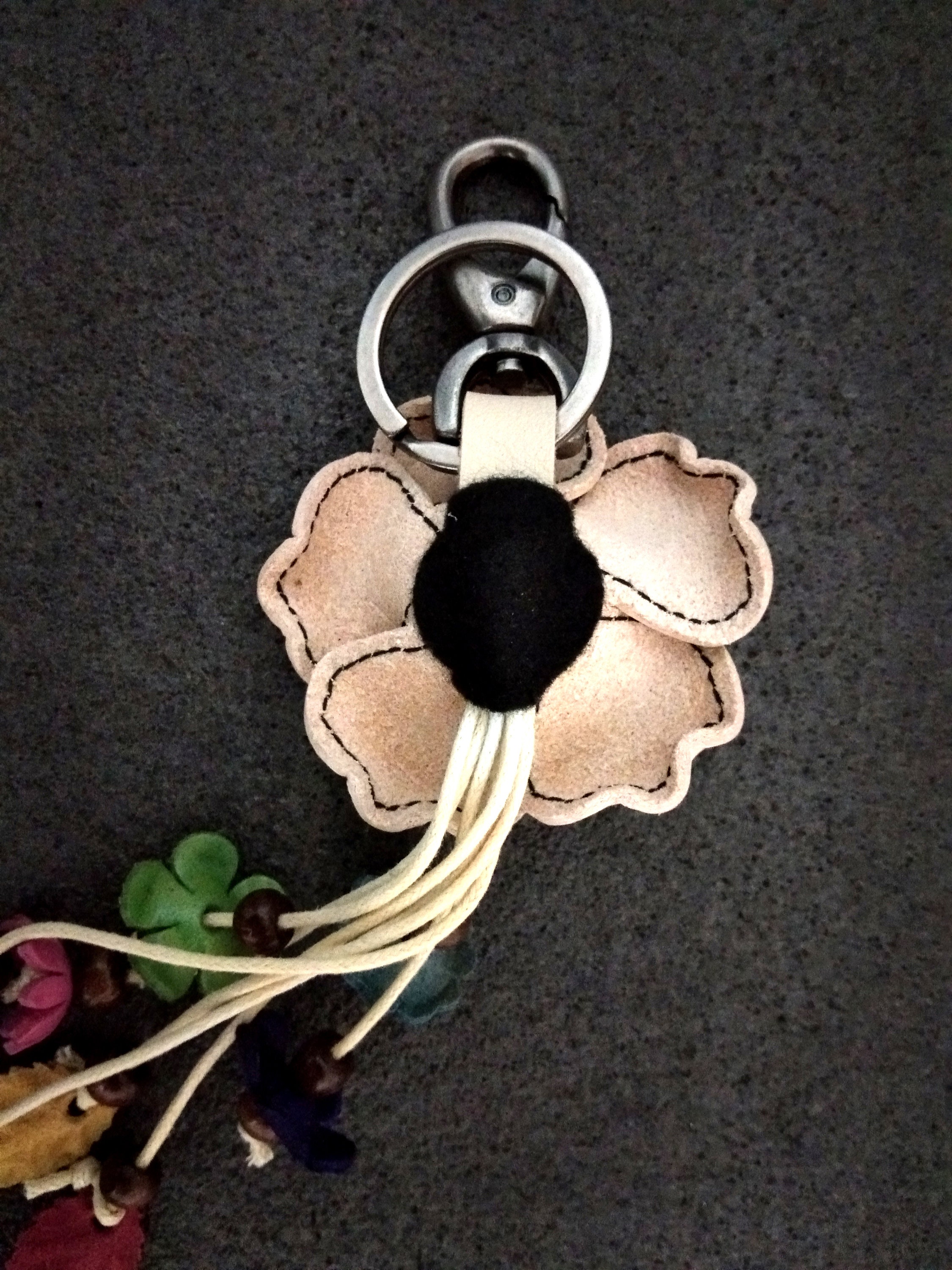 Genuine Leather Flower Rose Ivory Keychain Bag Charm Dahlia - Etsy