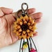 Genuine Leather Flower Yellow Keychain Bag Charm Dahlia - Etsy