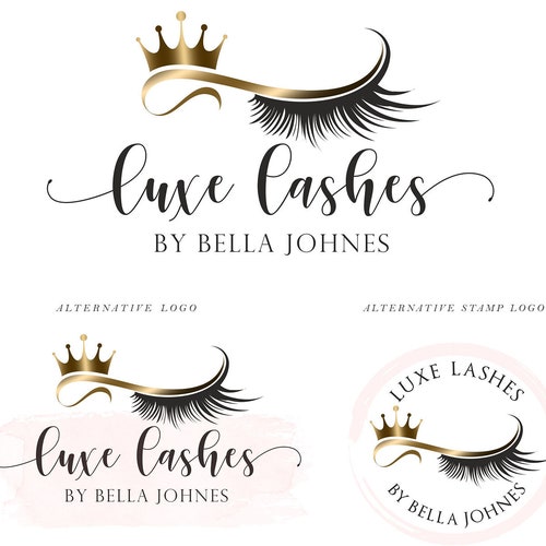 Lash Logo Calligraphy Logo Design Lash Crown Logo Watermark - Etsy Canada