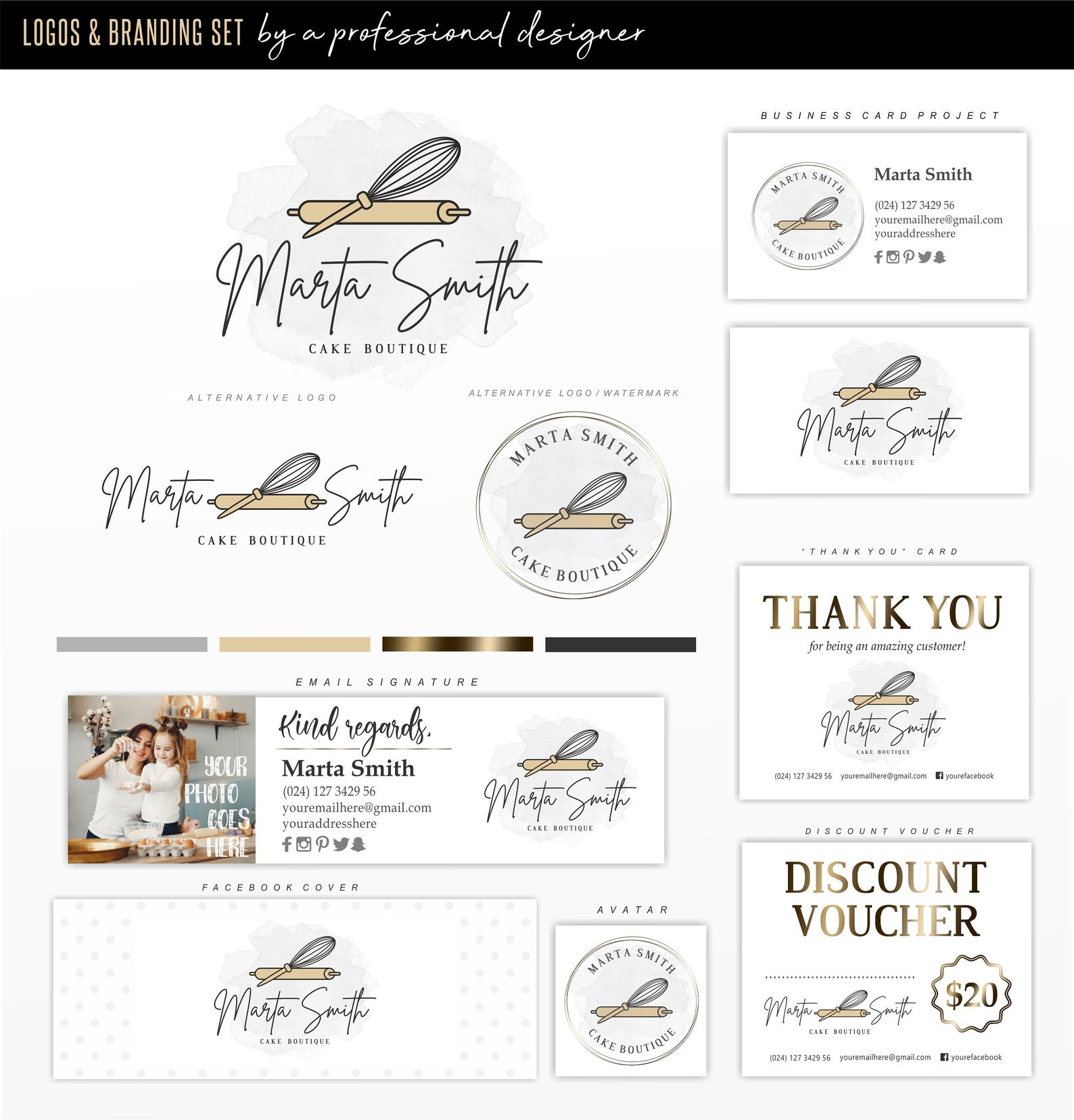 Cake Shop Logo Baking Branding Kit Bakery Logo Baking Logo - Etsy