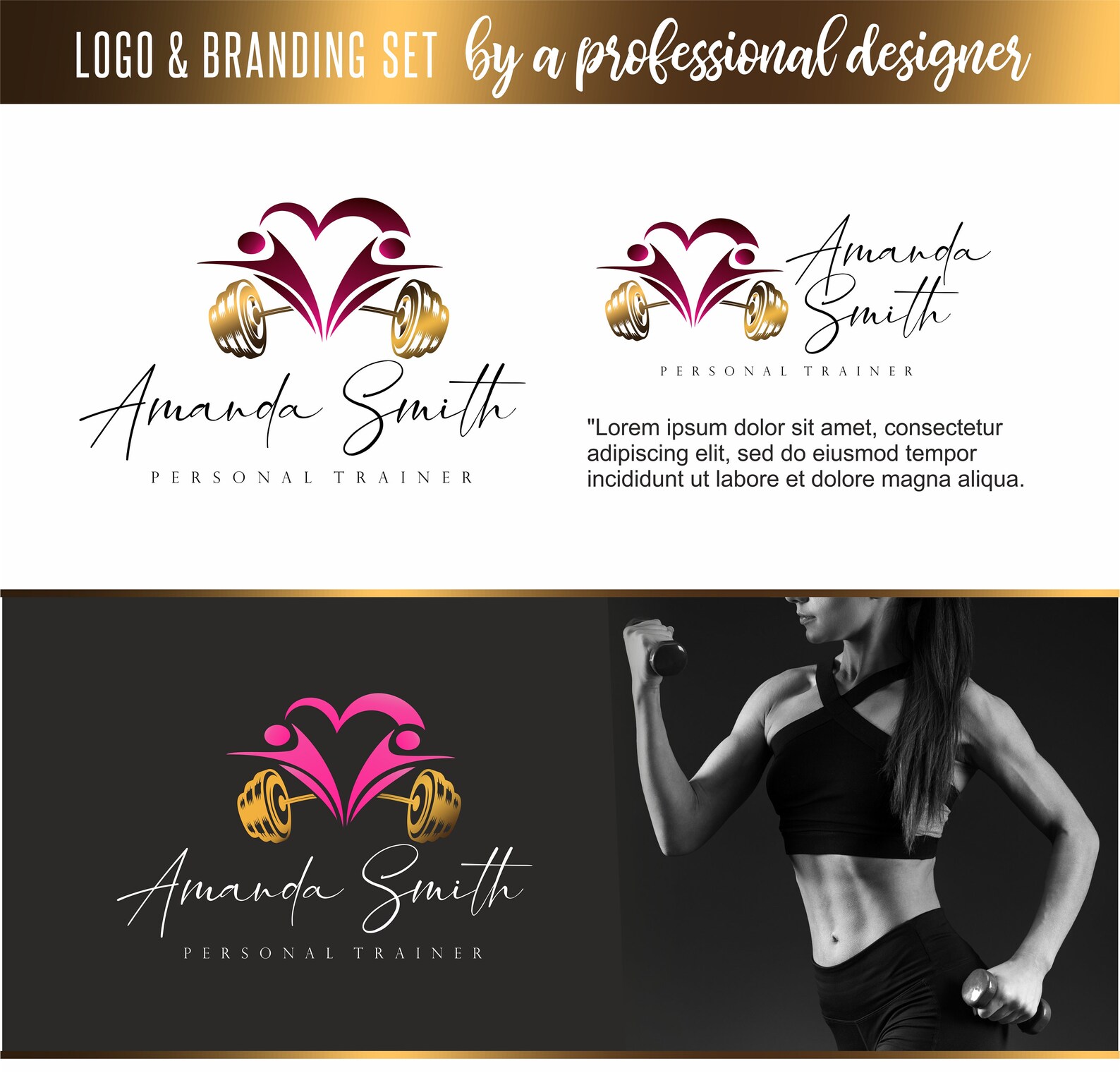 Fitness Trainer Logo Kit Heart Logo Personal Trainer Logo - Etsy