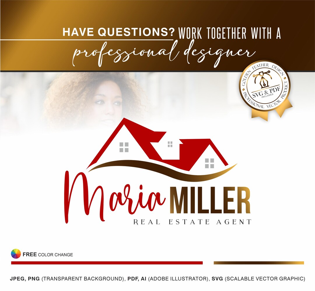 Red Real Estate Logo and Branding Kit for Realtors Agents, (digital ...