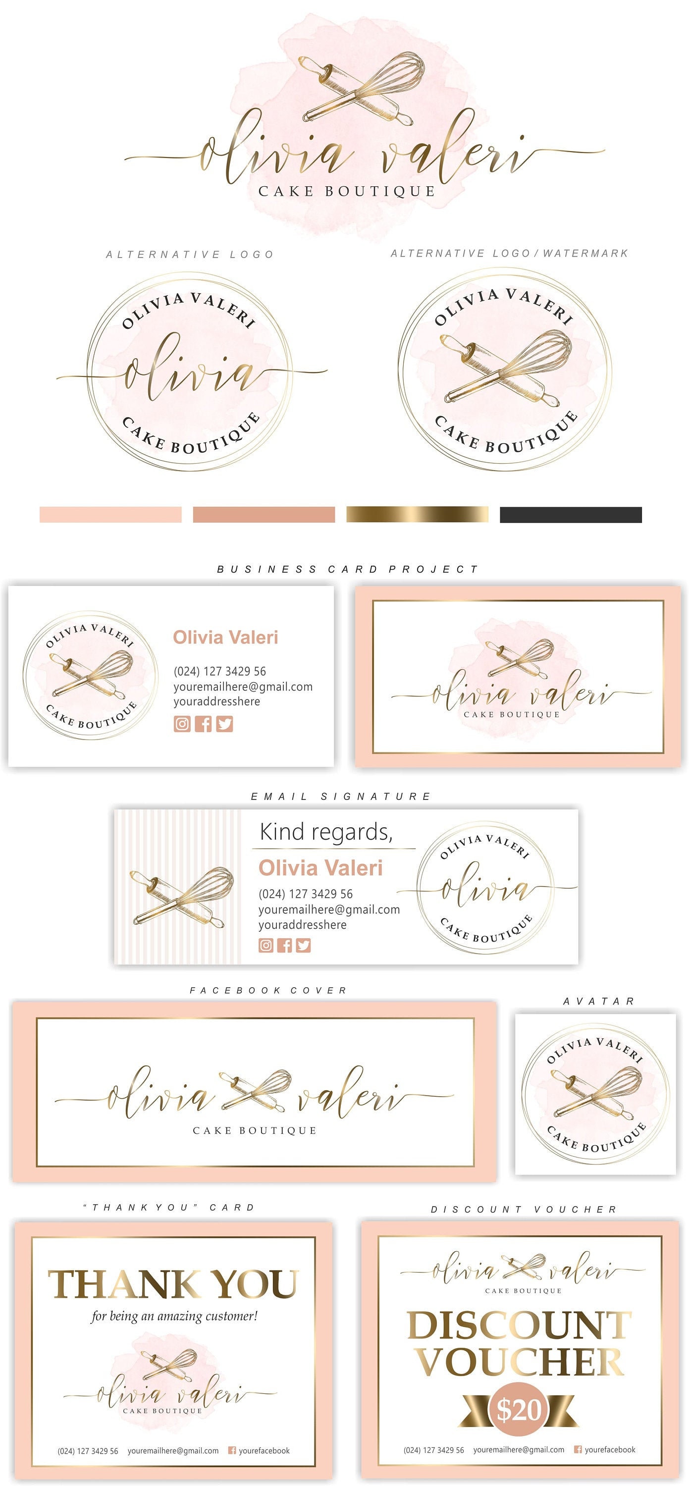 Cake Shop Logo Baking Branding Kit Bakery Logo Baking Logo - Etsy