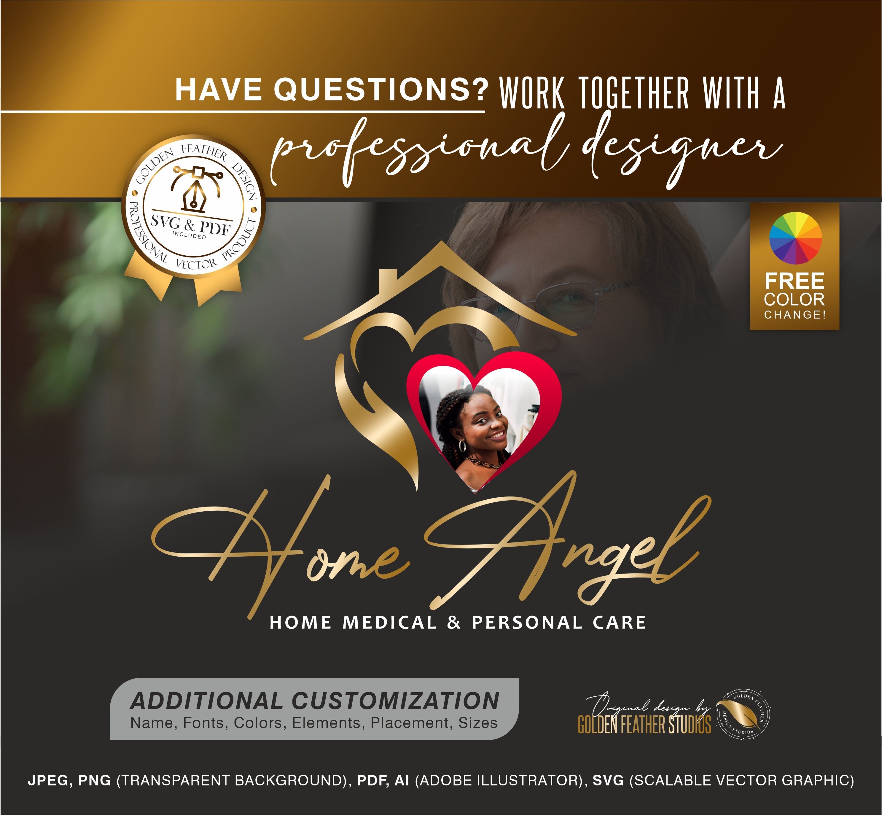 Pre-made Home Healthcare Logo, Home Care Logo, Nurse Home Care Logo ...