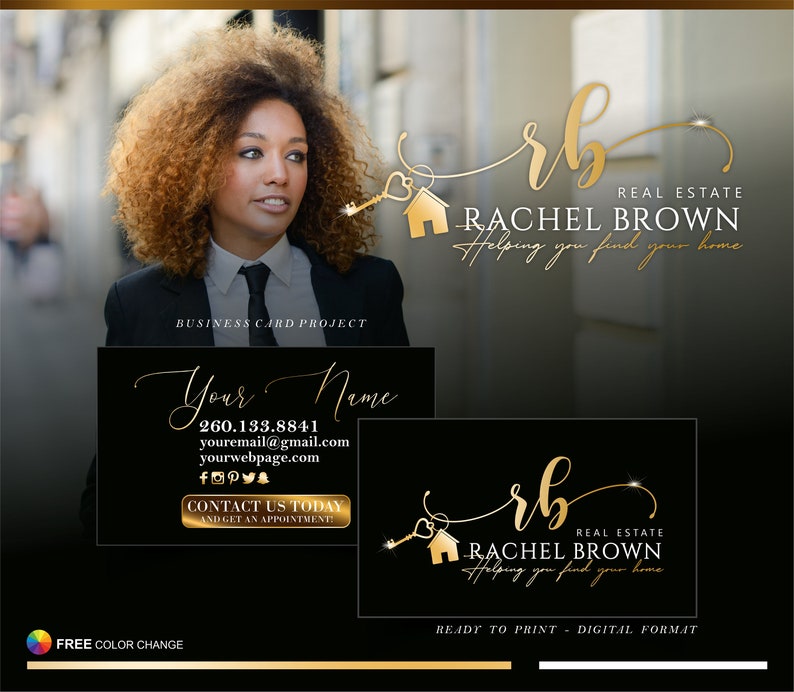 Gold Eye Catching Real Estate Logo and Branding Kit for Realtors Agents ...
