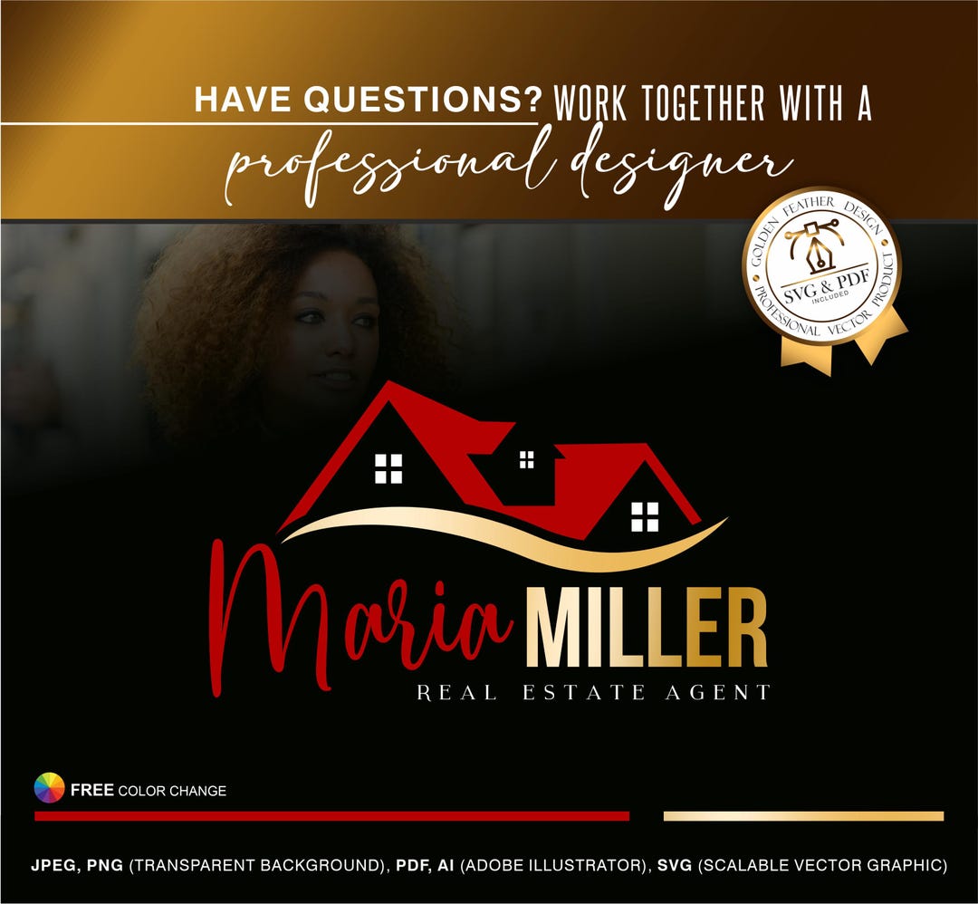 Red Real Estate Logo and Branding Kit for Realtors Agents, (digital ...