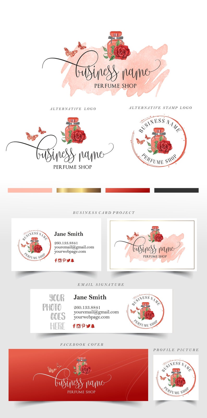 Perfume Logo Bottle Logo Floral Perfume Rose Flowers - Etsy