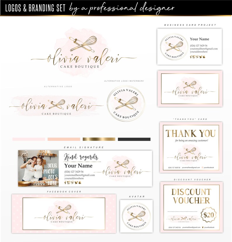 Cake Shop Logo, Baking Branding Kit, Bakery Logo, Baking Logo, Bakery ...