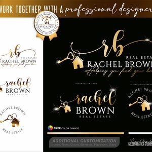 Gold Eye Catching Real Estate Logo and Branding Kit for Realtors Agents ...