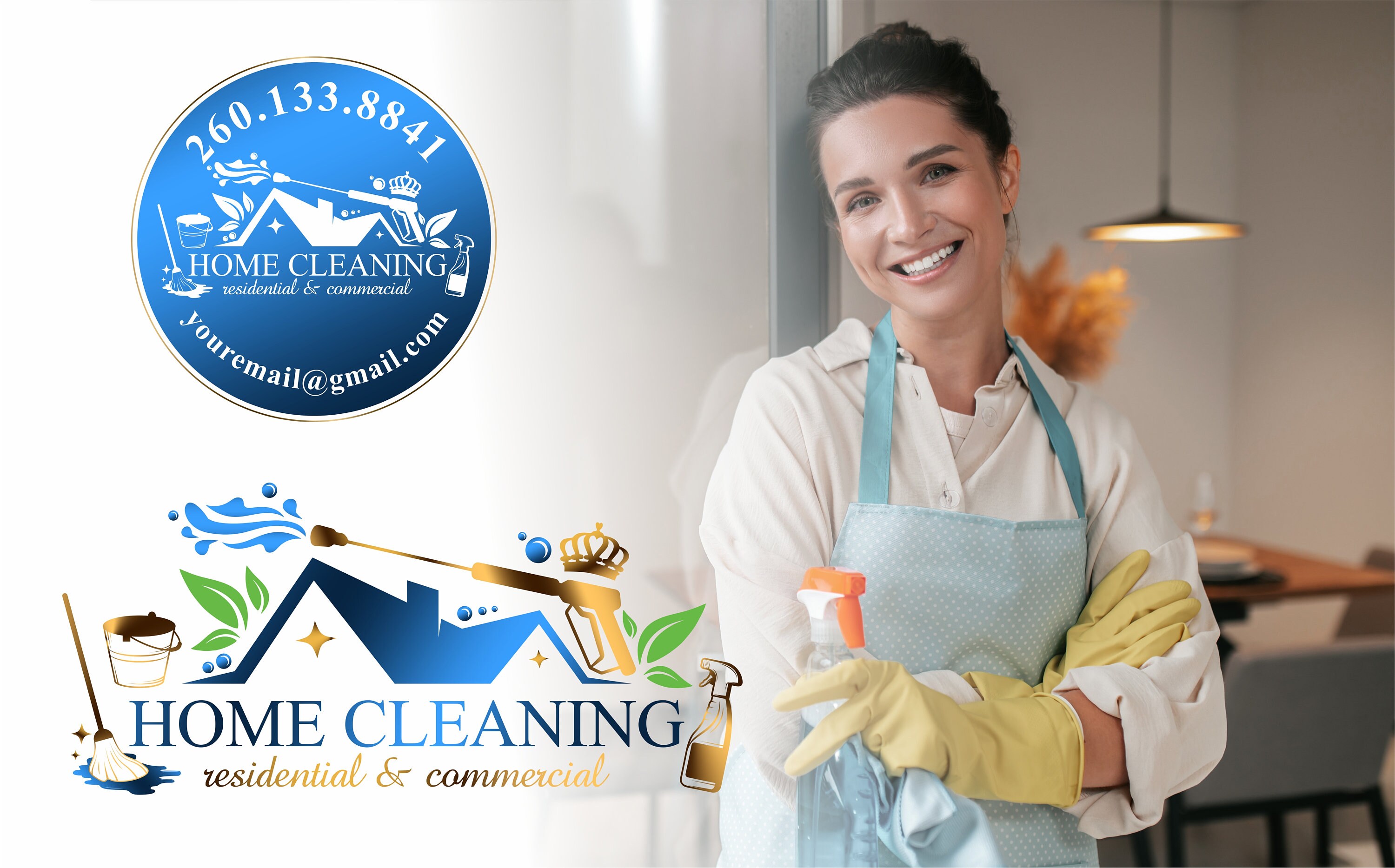 Cleaning Logo Design Home Service Premade Logo House Cleaning Marketing ...