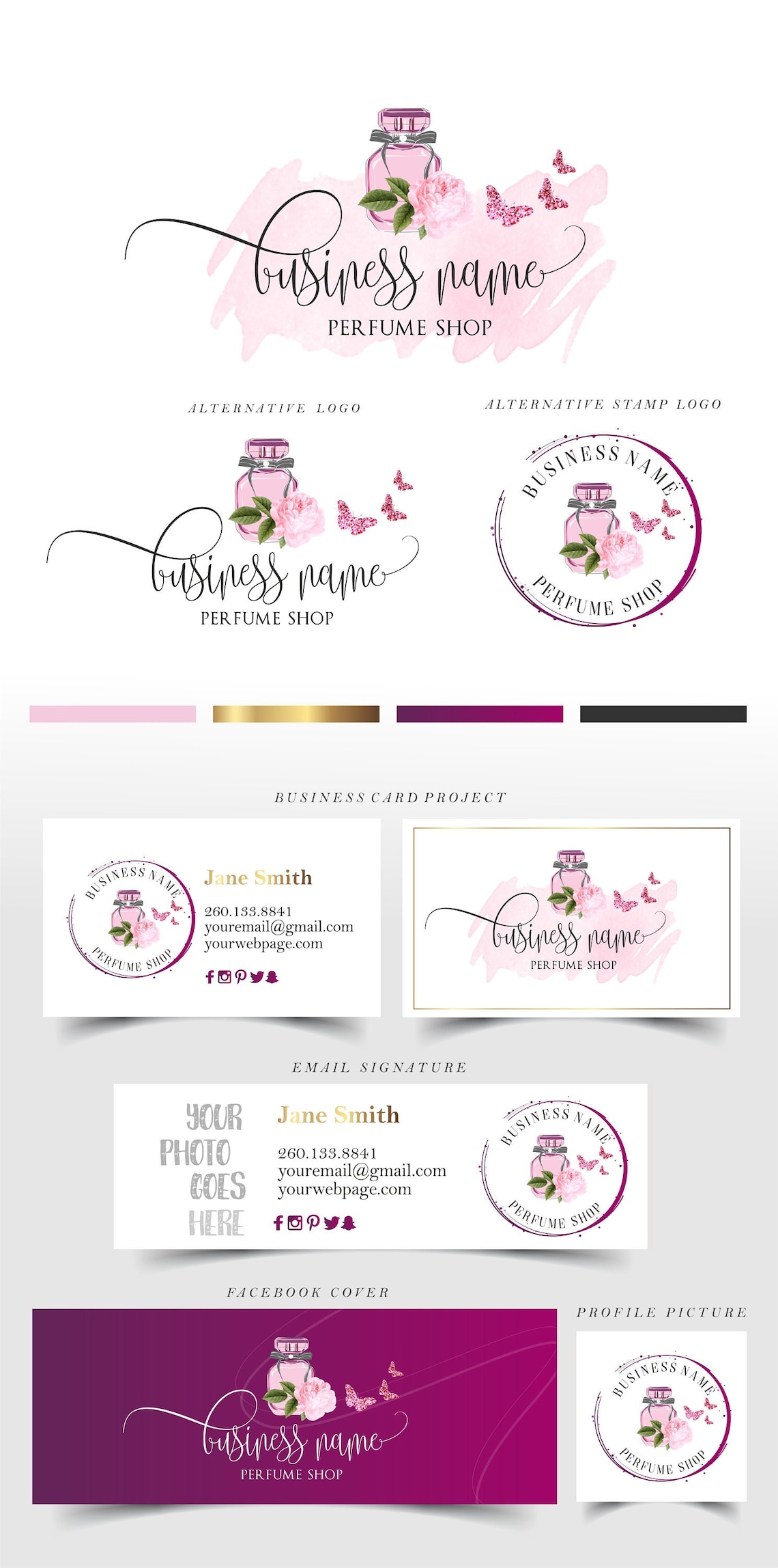 Perfume Logo Bottle Logo Floral Perfume Rose Flowers - Etsy