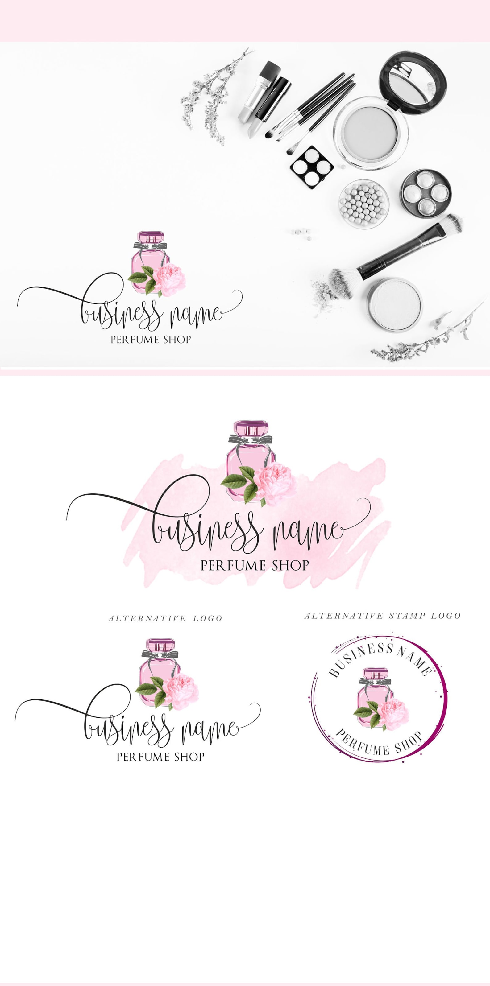 Perfume Logo Bottle Logo Floral Perfume Rose Flowers - Etsy