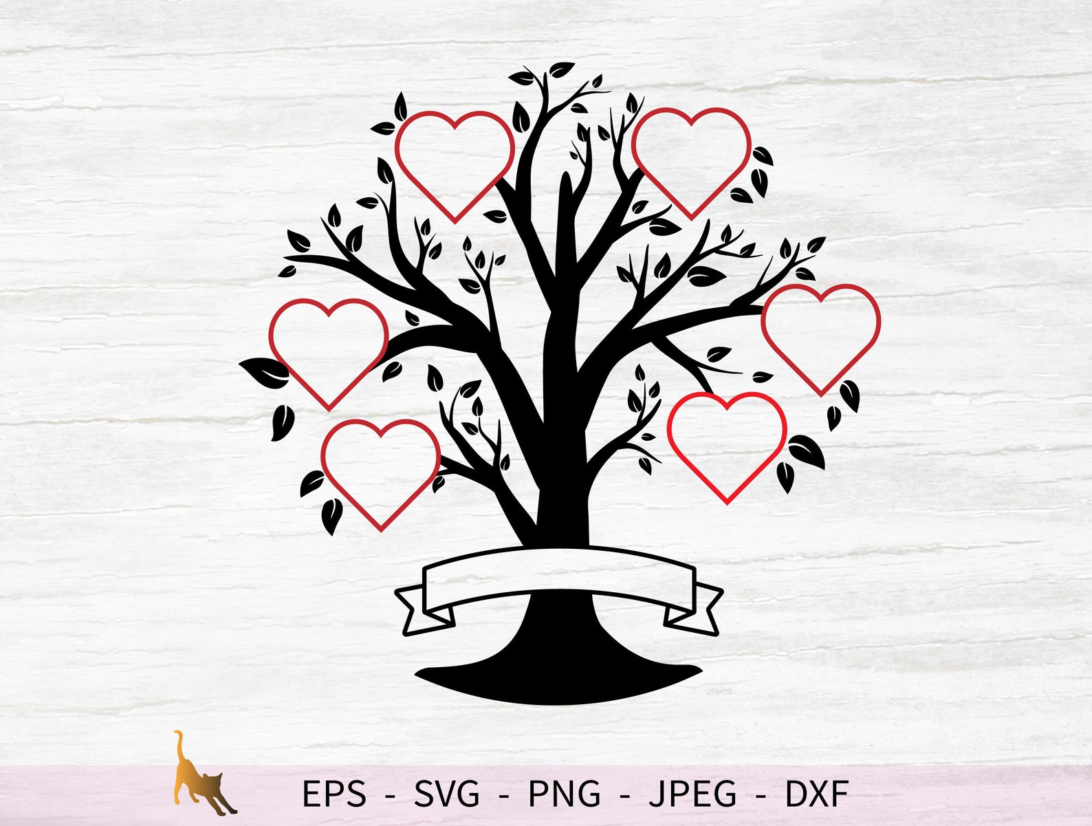 Family Tree Svg Family Tree Svg With Names 6 Heart Family Tree | Etsy