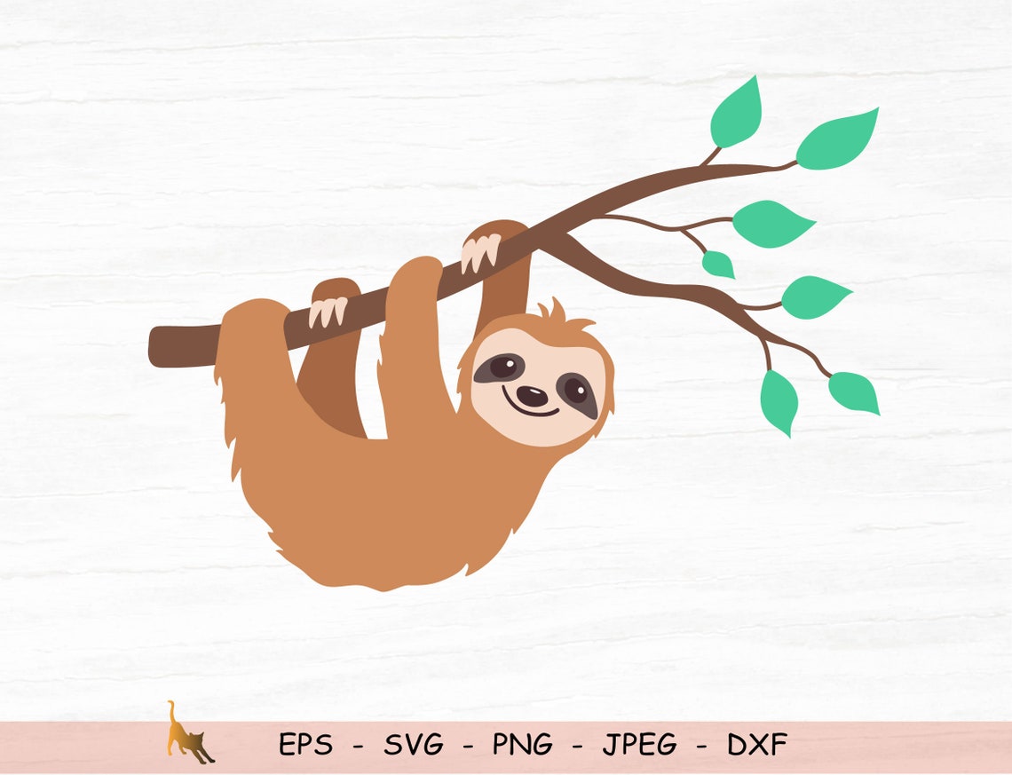 Sloth Svg Sloth Clipart Sloth Hanging Svg Files For Cricut | Etsy