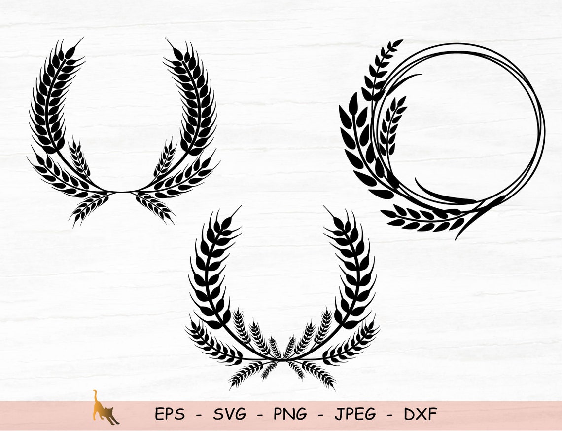 Wheat Wreath Svg Wheat Svg Circle Monogram Svg Files For | Etsy