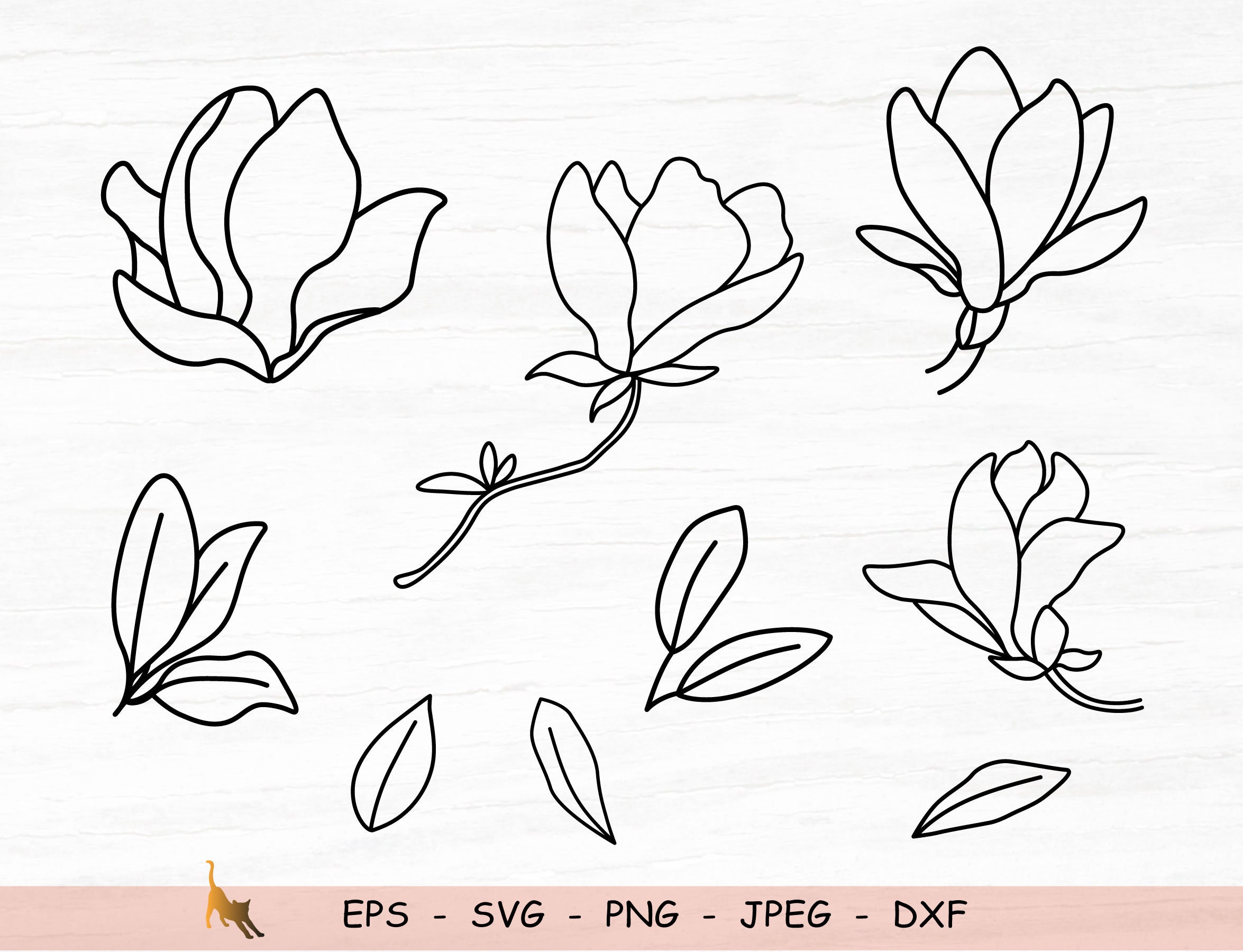 Magnolia Svg Leaves Svg Floral Svg Files for Cricut | Etsy