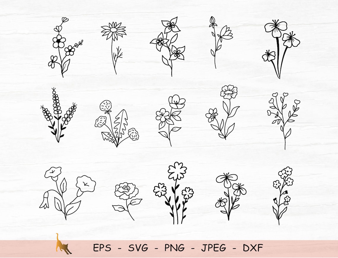 Fleurs sauvages Svg Été Svg Fleurs Svg Fichiers pour Cricut | Etsy