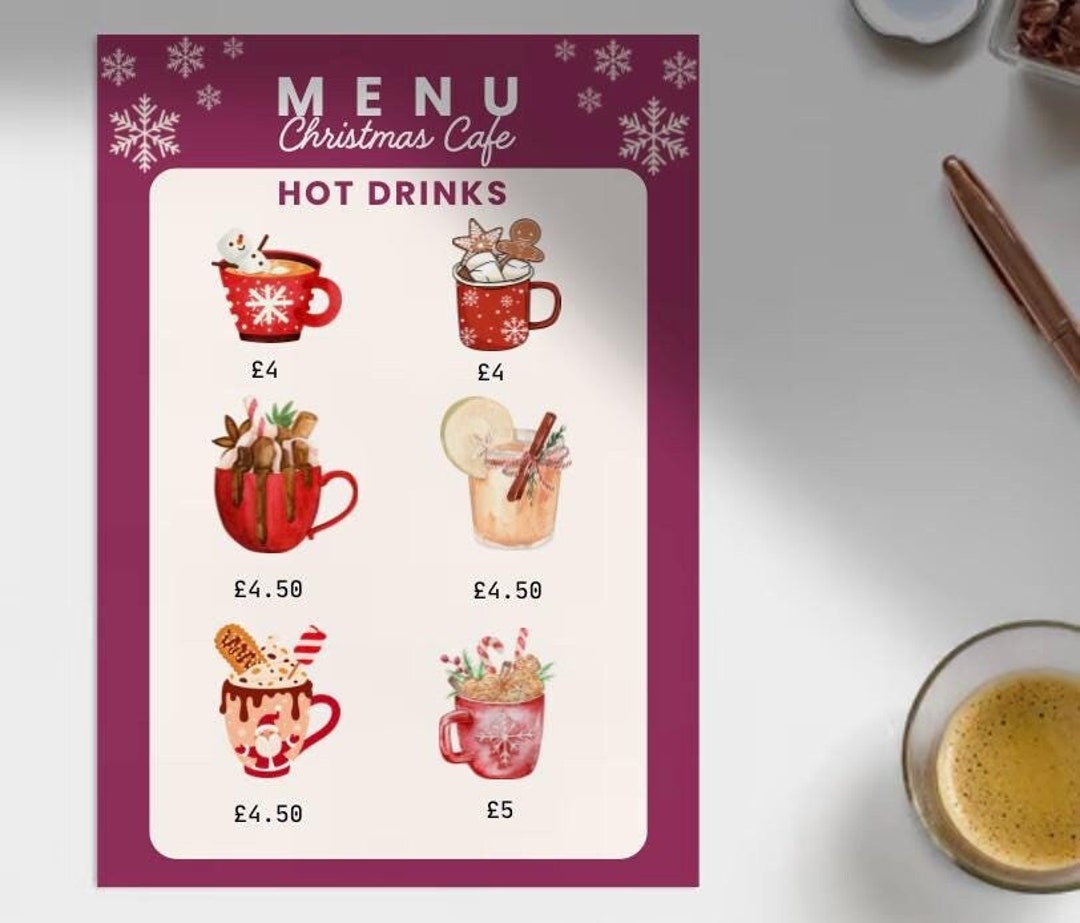 Christmas Cafe Menu L Pretend Play L Imaginative Role Play L Preschool ...