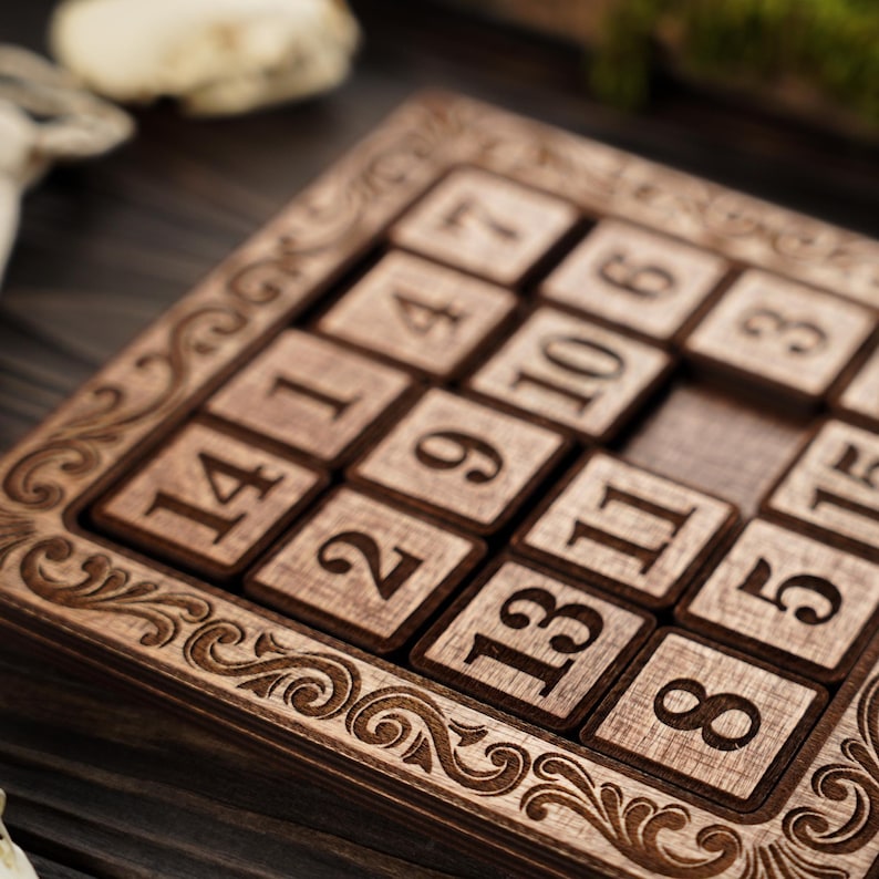 Wooden 15 Puzzle, Sliding Number Puzzle Game, Classic Fifteen Puzzle ...