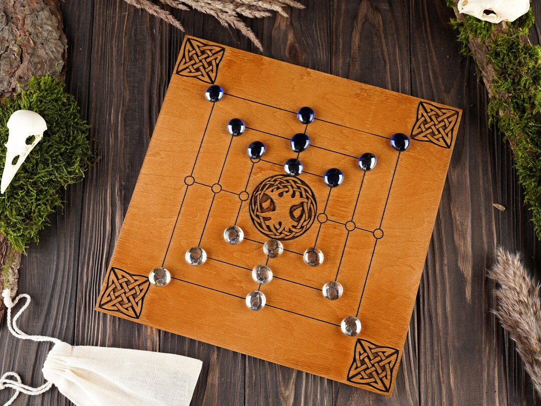 Nine Man Morris Wooden Game Board, Strategy Historic Board Game, Cowboy ...