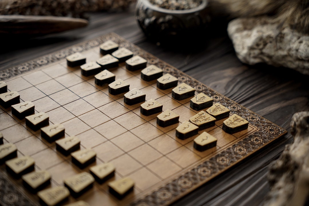 Shogi Wooden Board Game, Handmade Ancient Game, Japanese Chess ...