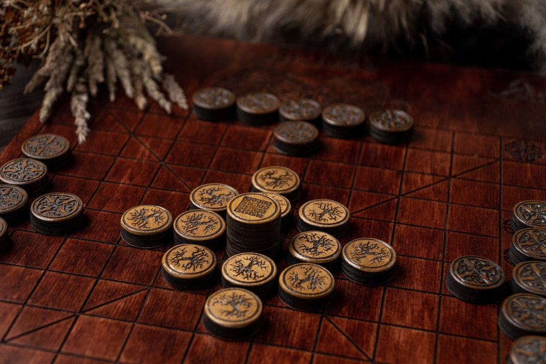 Jormungandr Hnefatafl Game, Handmade Hnefatafl, Viking Chess, Engraved ...