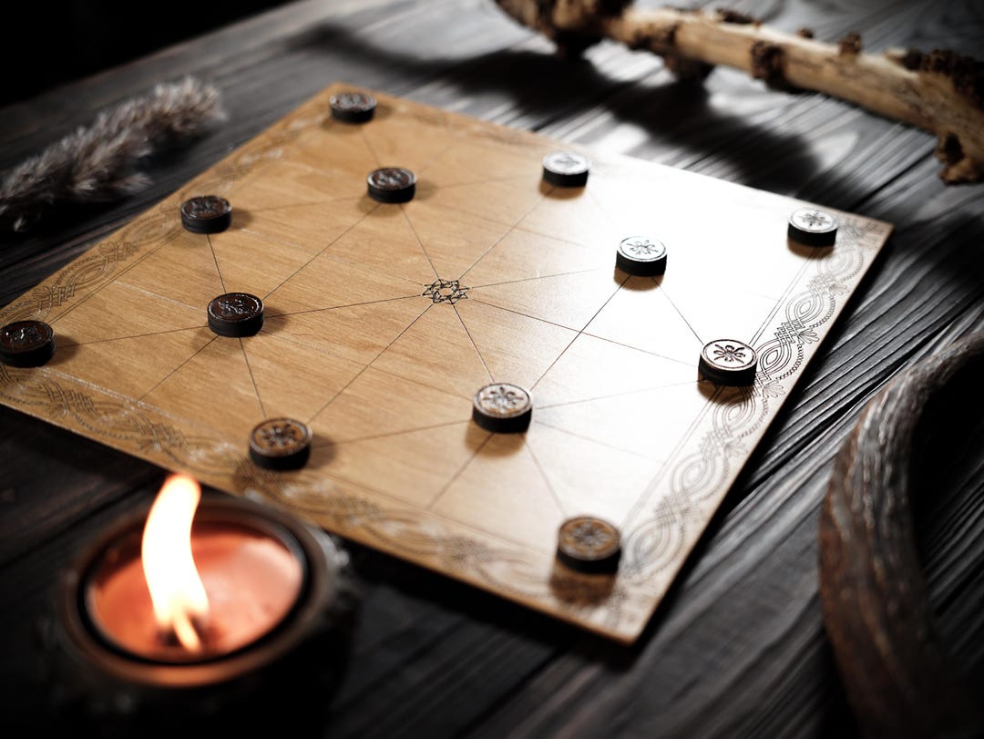 Alquerque Tabletop Game, Wooden Game Board, Strategy Two Players Board ...