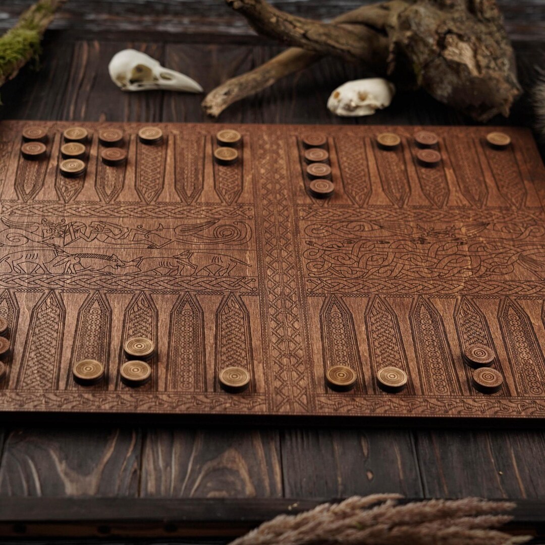 Tabula Wooden Board Game, Ancient Strategy Gift Set, Engraved Plywood ...