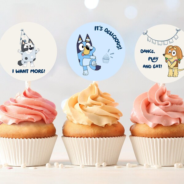 Bluey Cupcake Topper Custom - Etsy