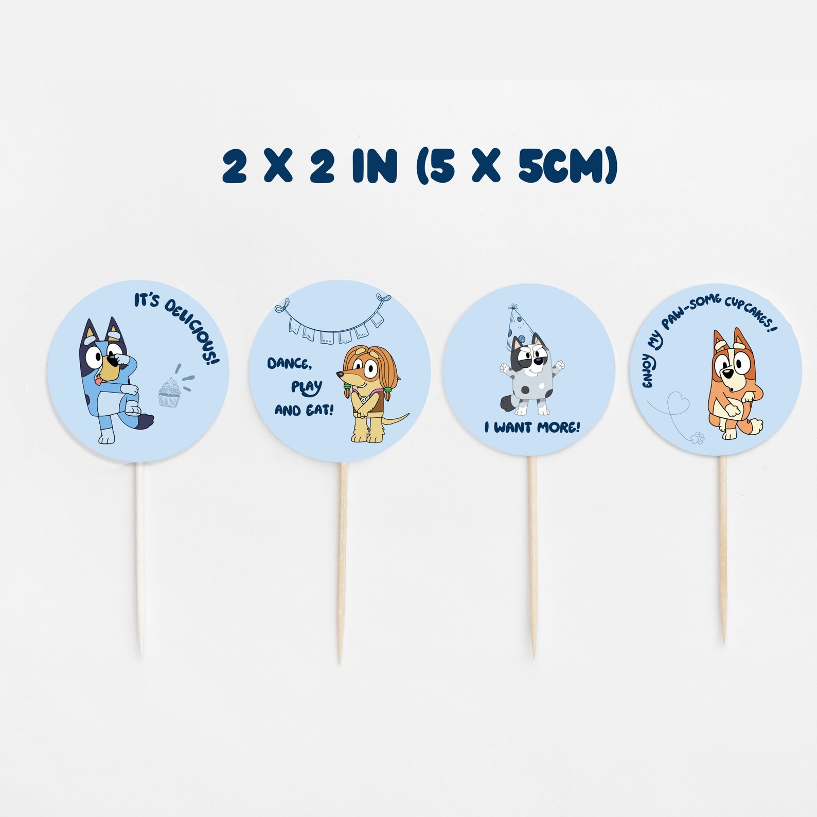 Printable Bluey Cupcake Toppers Bluey Cupcake Toppers Birthday Cupcake ...