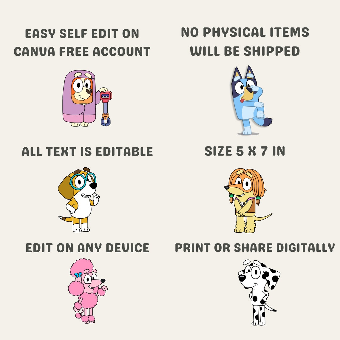 Bluey Girl Invite, Girls Bluey Birthday Invitation, Bluey Birthday ...