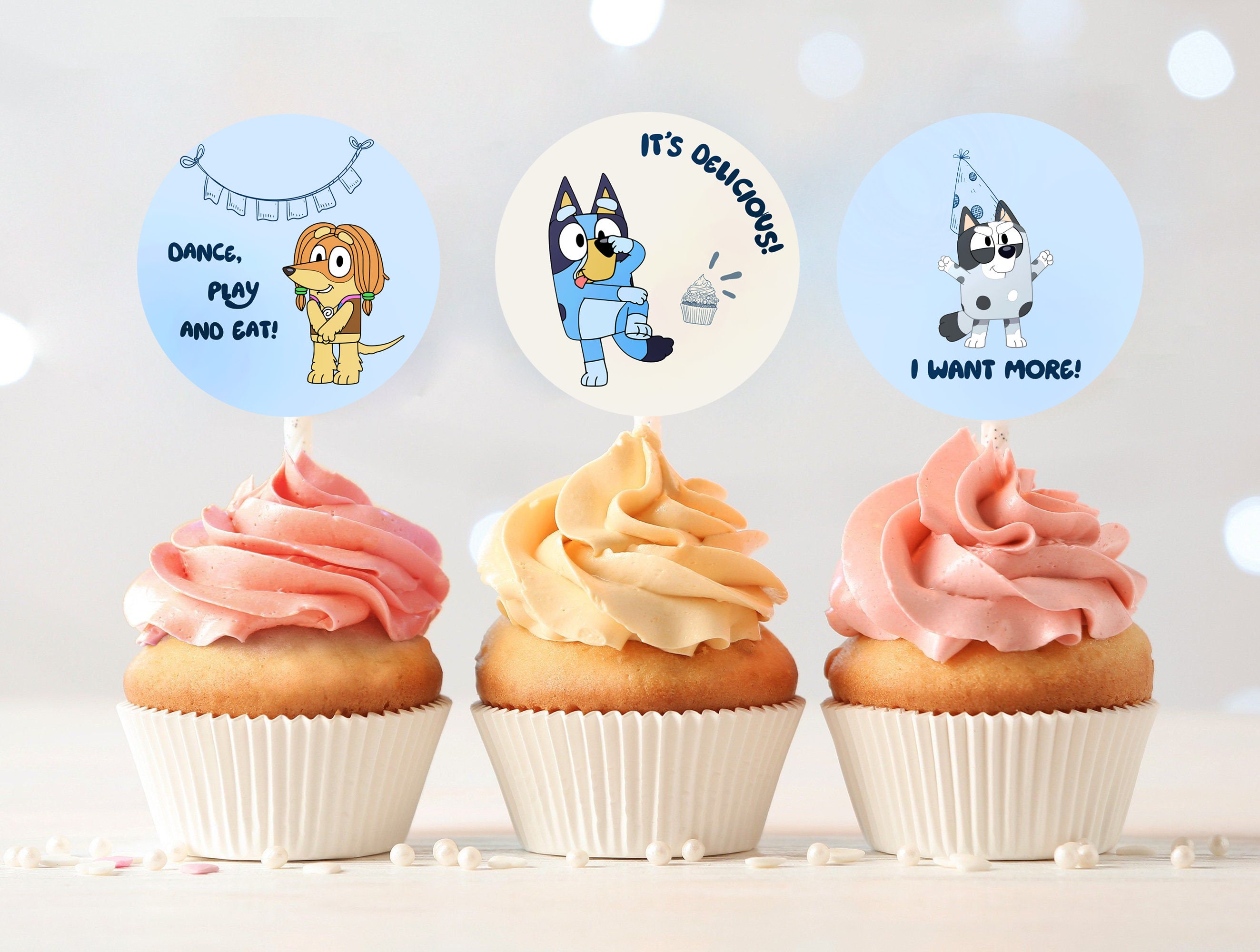 Printable Bluey Cupcake Toppers Bluey Cupcake Toppers Birthday Cupcake ...